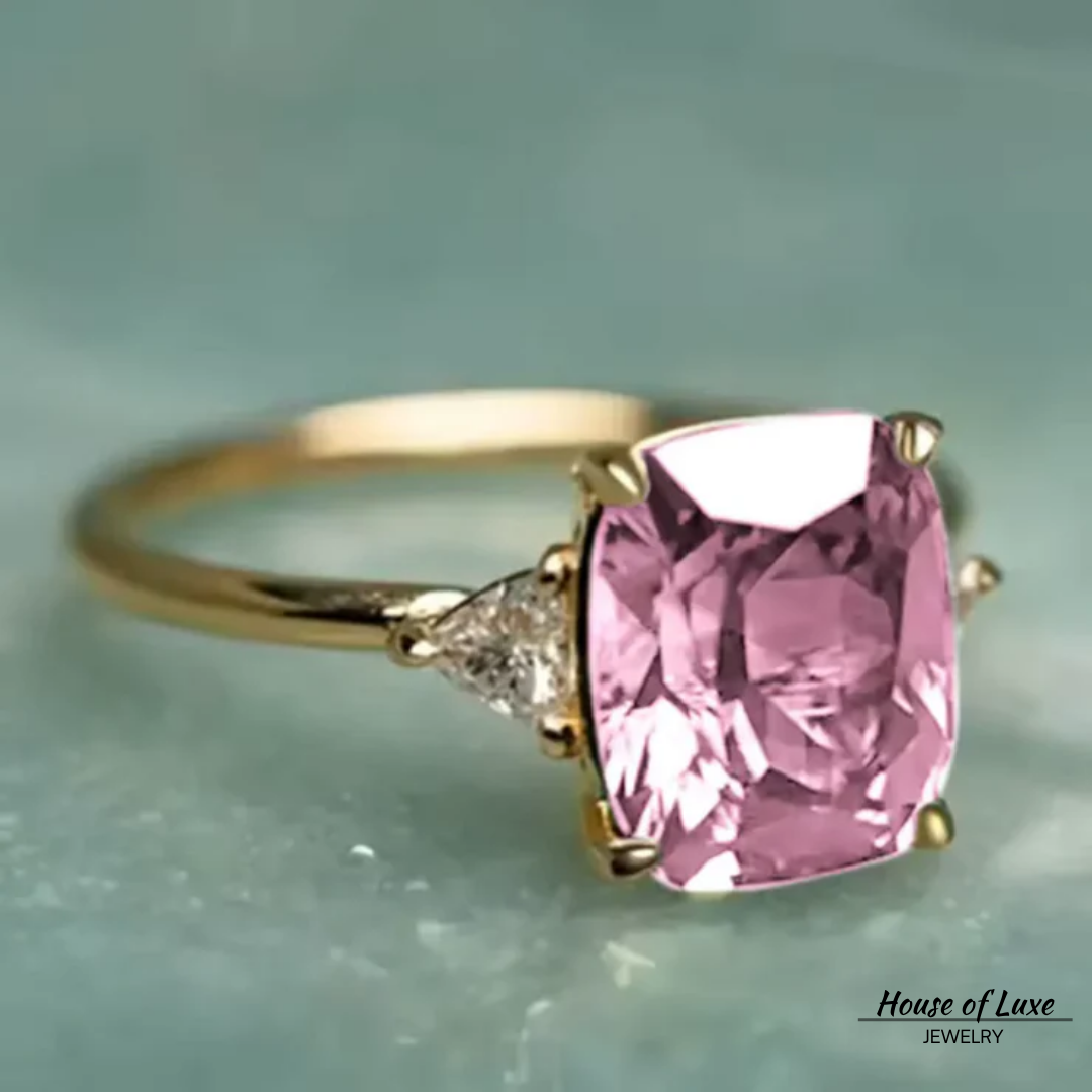 JOSEPHINE GOLD RING WITH PINK ZIRCON – House Of Luxe