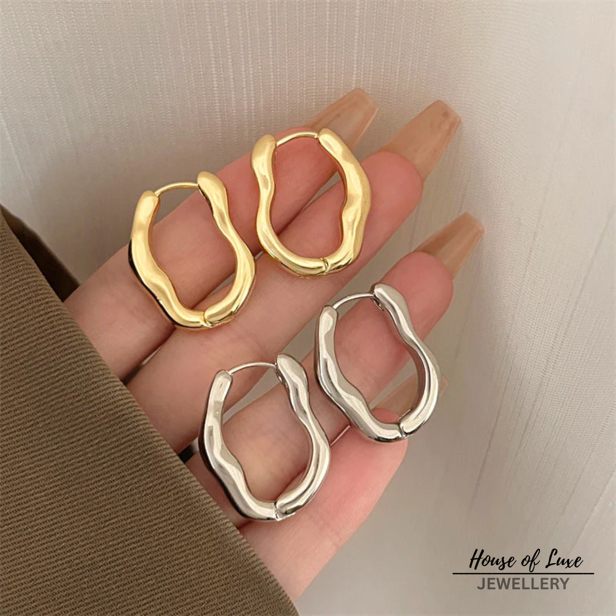 VINTAGE IRREGULAR GOLD & SILVER EARRINGS – House Of Luxe