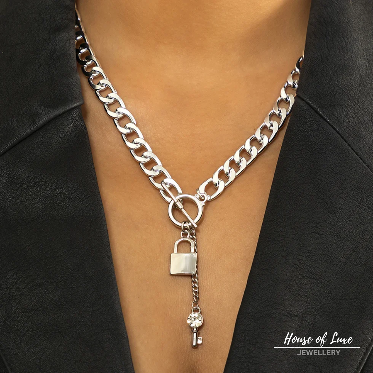 CHAIN SILVER KEY NECKLACE – House Of Luxe