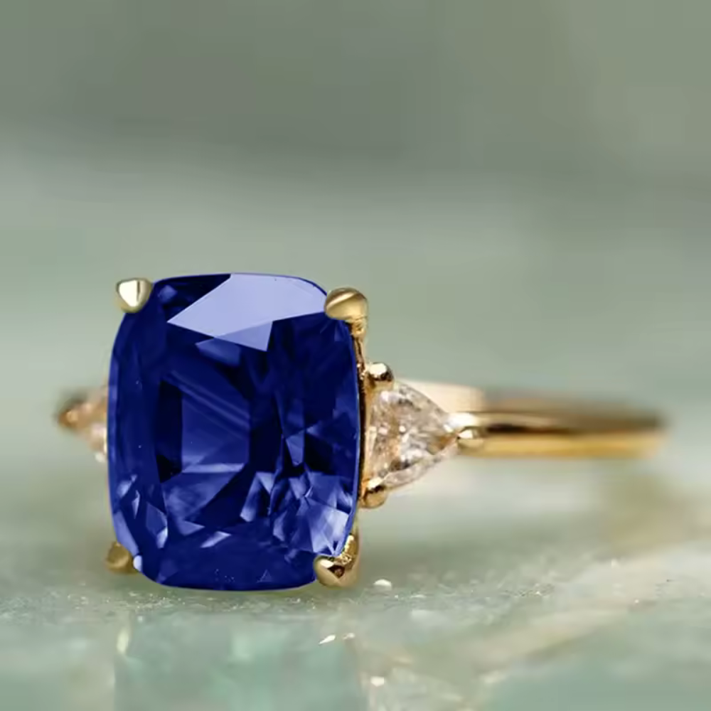 JOSEPHINE GOLD RING WITH BLUE ZIRCON – House Of Luxe