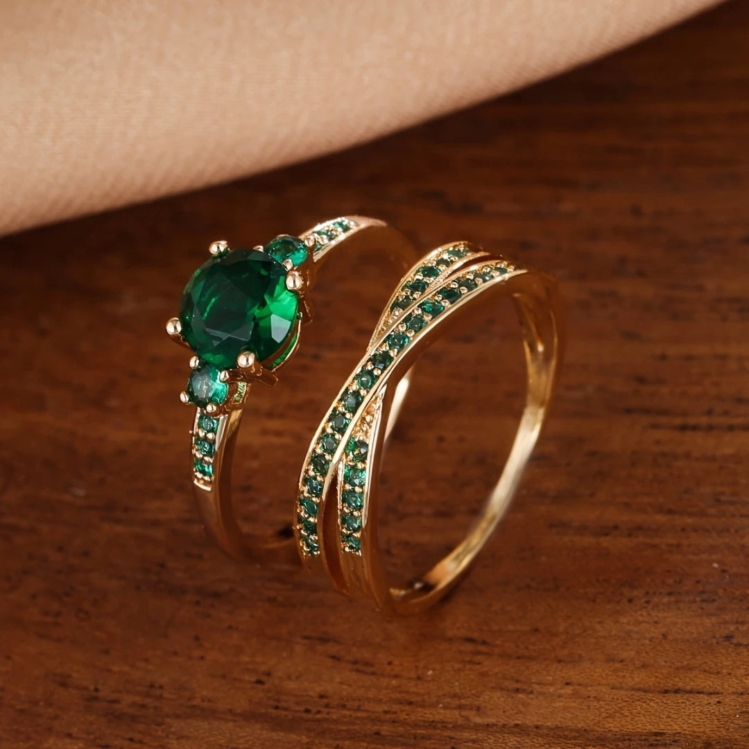 EMERALD CRYSTAL RING SET FOR WOMEN – House Of Luxe